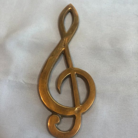 Accents | Vintage Brass Tone Treble Clef Note Paperweight Decor F54 ...
